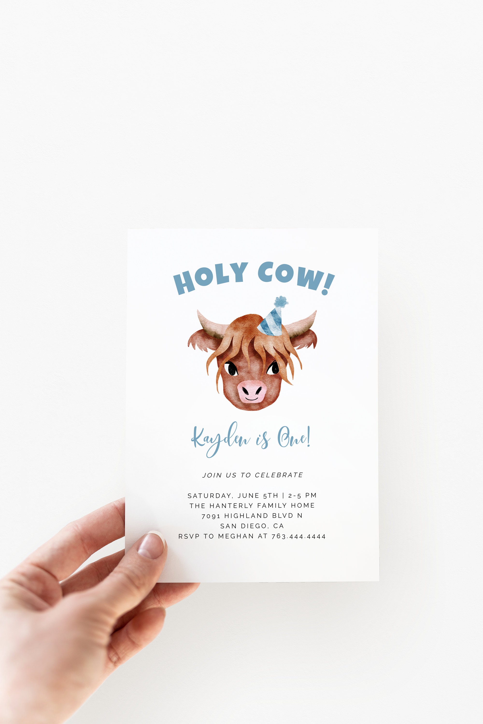 Highland Cow Birthday Invitation Holy Cow Invite Boy - Etsy