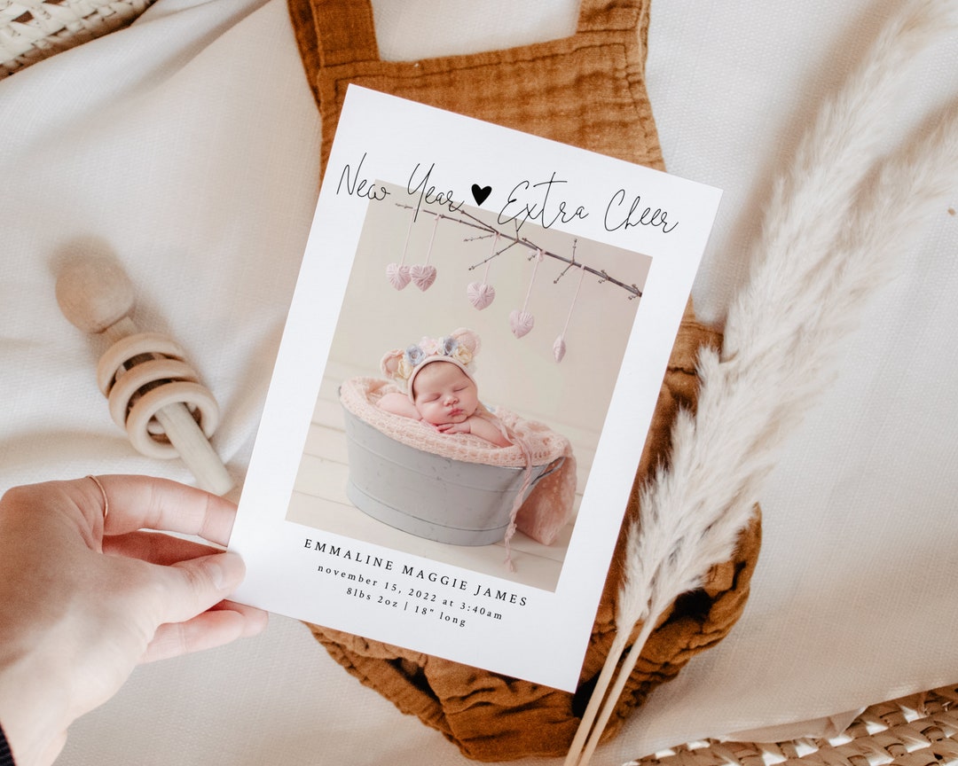 New Year's Birth Announcement Card | New Year Extra Cheer | New Baby ...