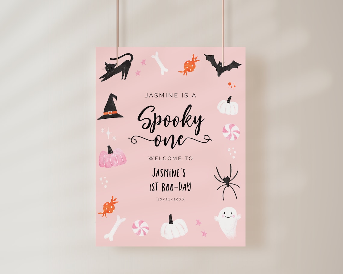 Spooky One Welcome Sign Halloween Birthday Party Girl 1st - Etsy