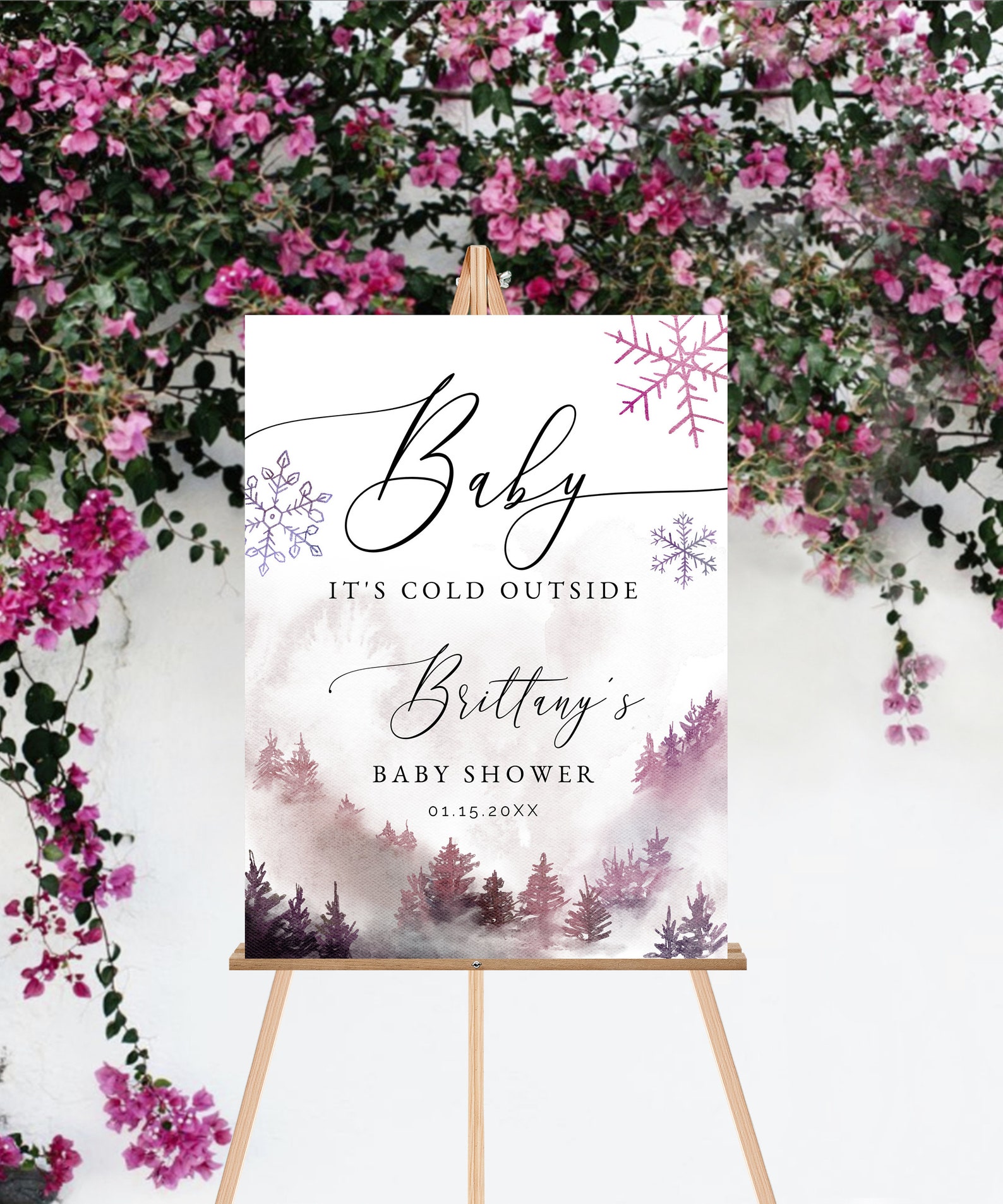 Baby It's Cold Outside Shower Welcome Sign | Instant Download | Pink ...