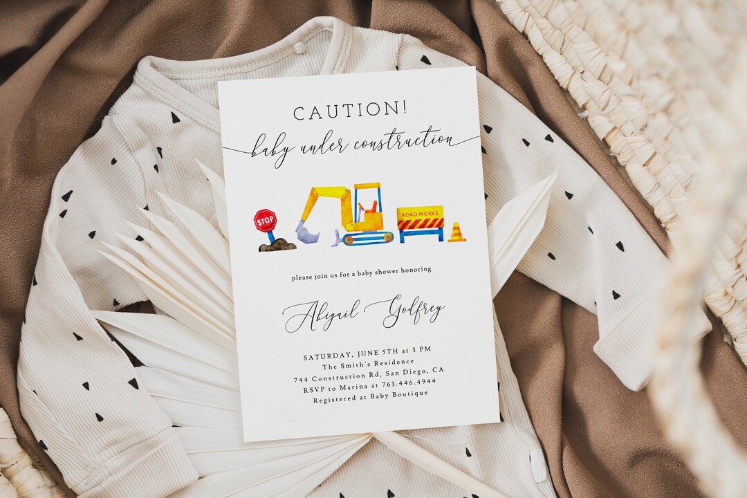 Construction Baby Shower Invitation | Baby Under Construction Invite ...