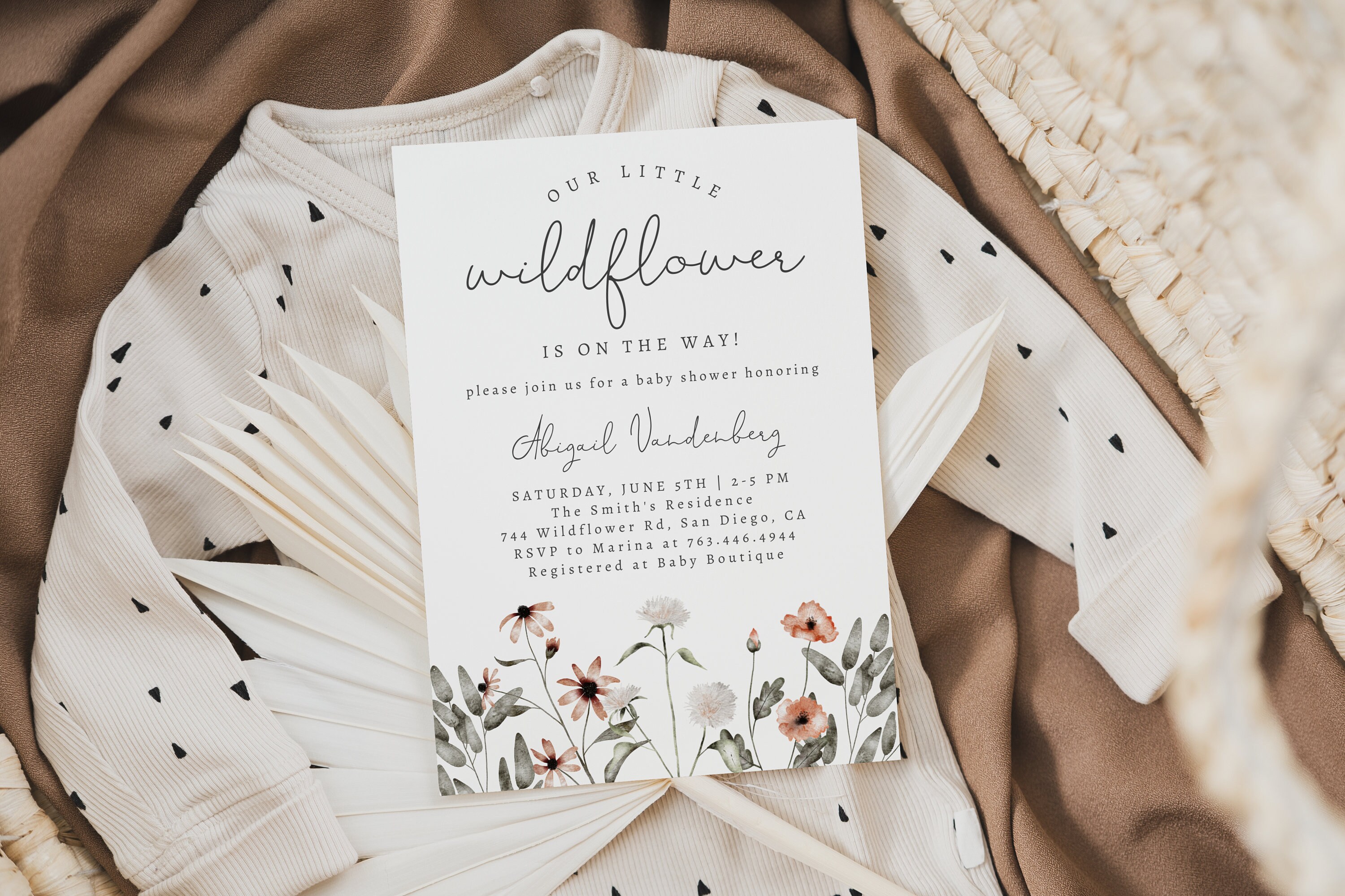 Wildflower Baby Shower Invitation Little Wildflower Invite | Etsy