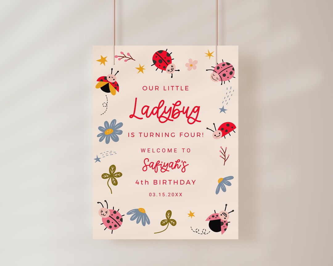 Little Ladybug Welcome Sign | Ladybug Birthday Party | Party Decor ...