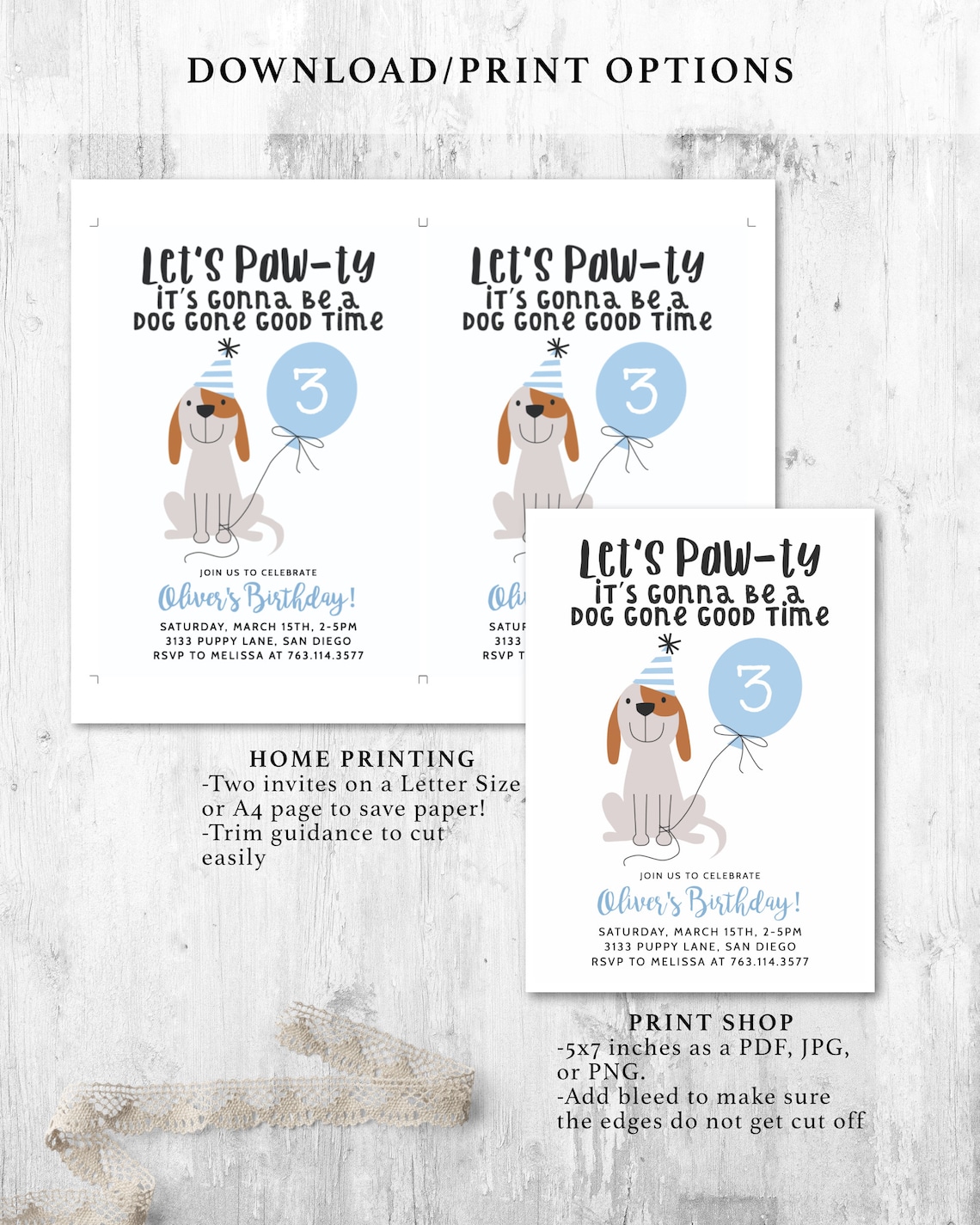 Printable Puppy Dog Theme Birthday Party Editable Blue - Etsy