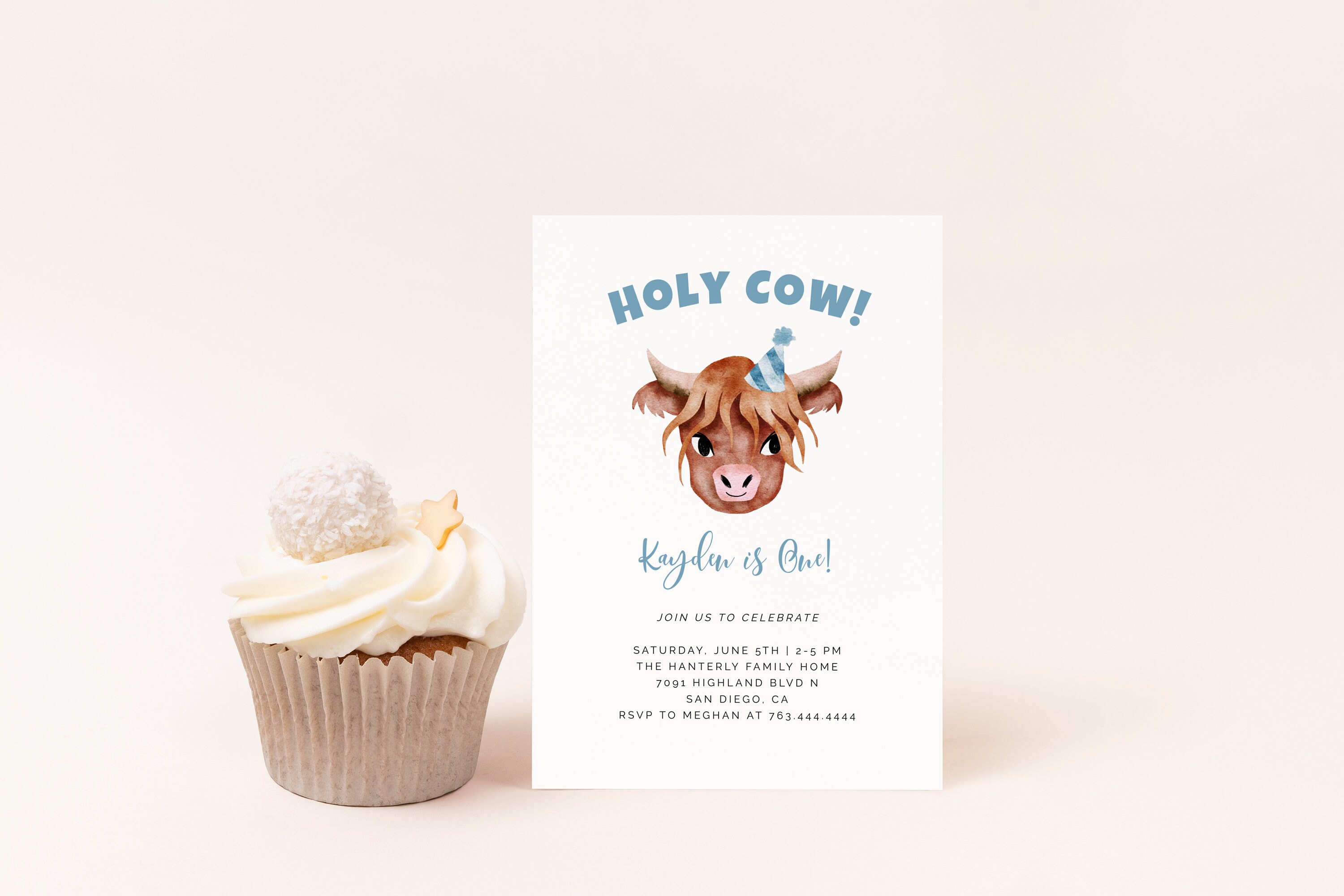 Highland Cow Birthday Invitation Holy Cow Invite Boy - Etsy