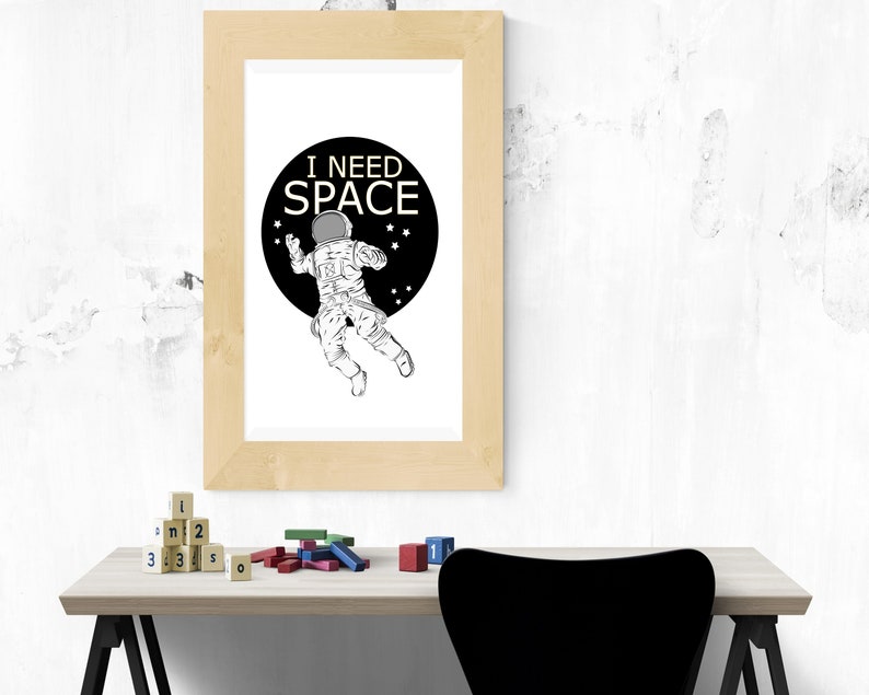I Need Space Space Wall Artastronaut Wall Art Kids Wall - Etsy