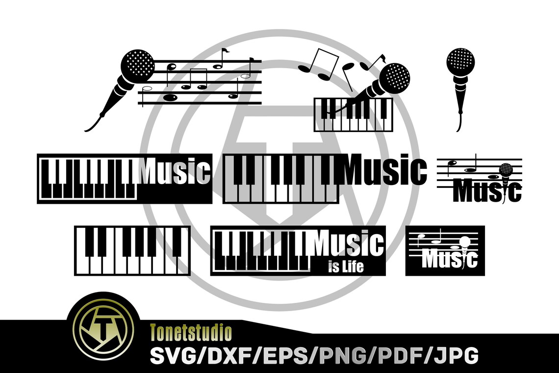 Music Note Svg Microphone Svgmusic Svgmusical Notespiano - Etsy