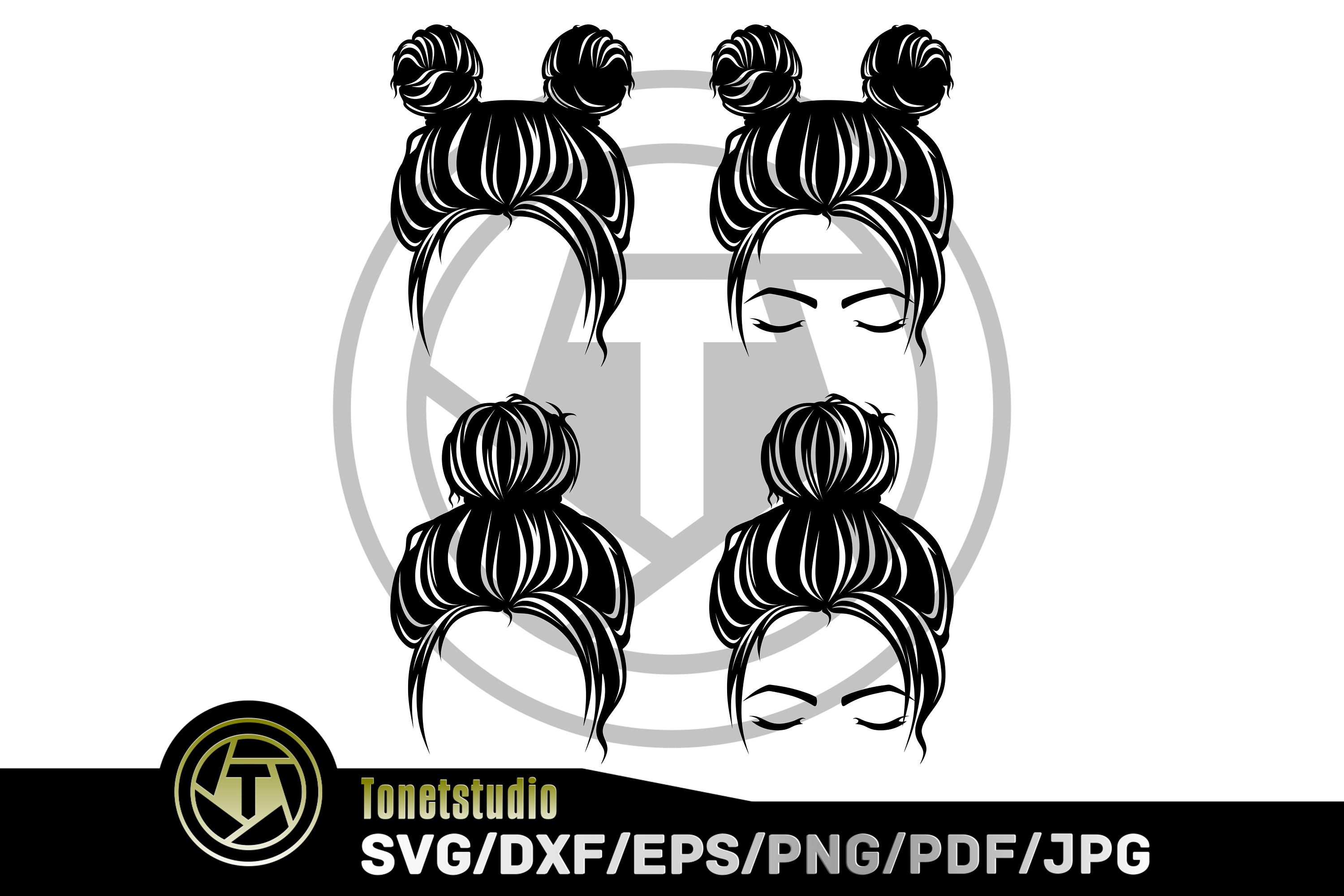 Messy Hair Bun Svg,messy Bun Svg,messy Bun Face Svg,girl Svg,mom Svg ...