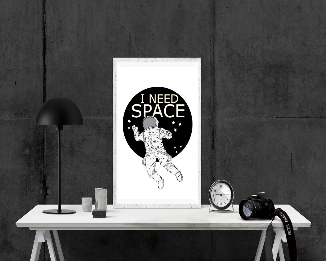 I Need Space Space Wall Artastronaut Wall Art Kids Wall - Etsy