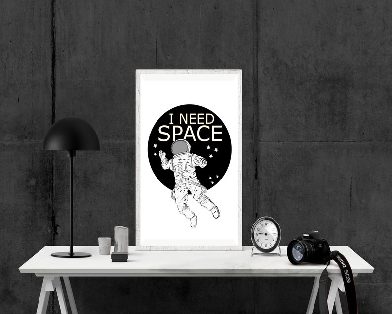 I Need Space Space Wall Artastronaut Wall Art Kids Wall - Etsy