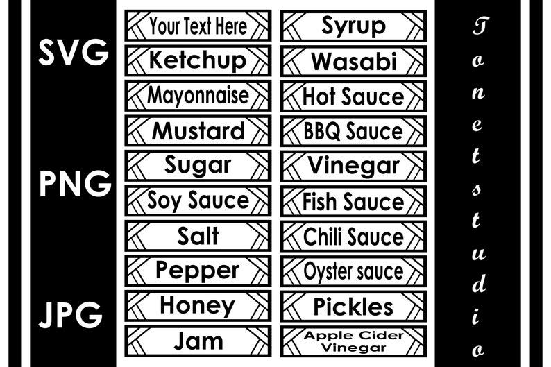 20 Jar Labels,pantry Labels Svg,condiments Labels Svg,sauce Labels Svg ...