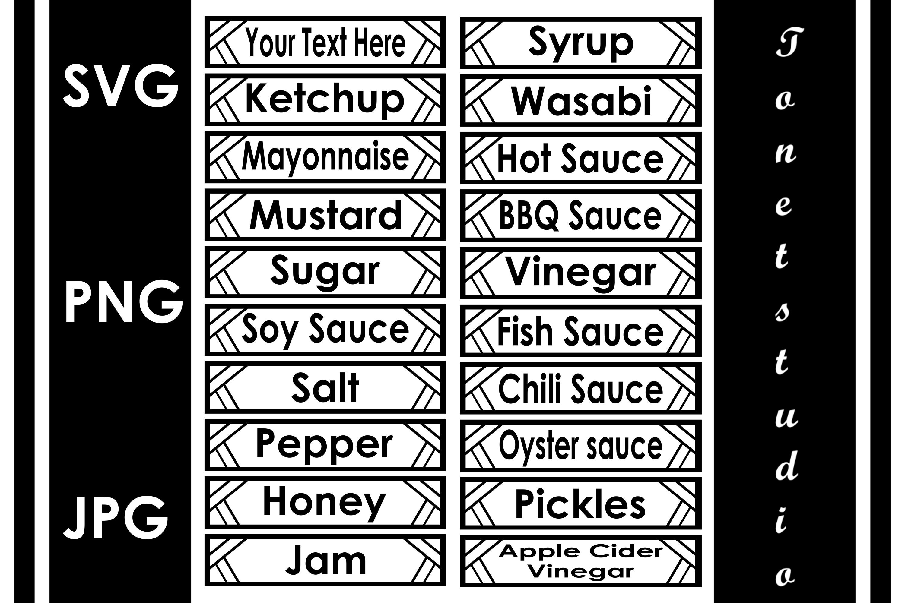 20 Jar Labels,pantry Labels Svg,condiments Labels Svg,sauce Labels Svg ...