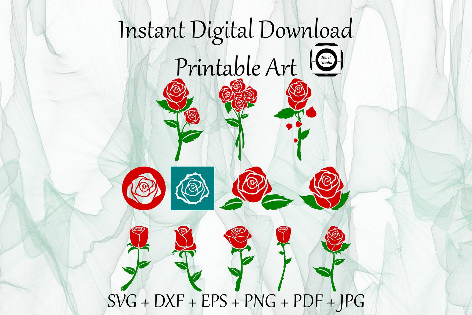 Rose Bundle Svgrose Svgrose Clipartroses Svgflowers | Etsy