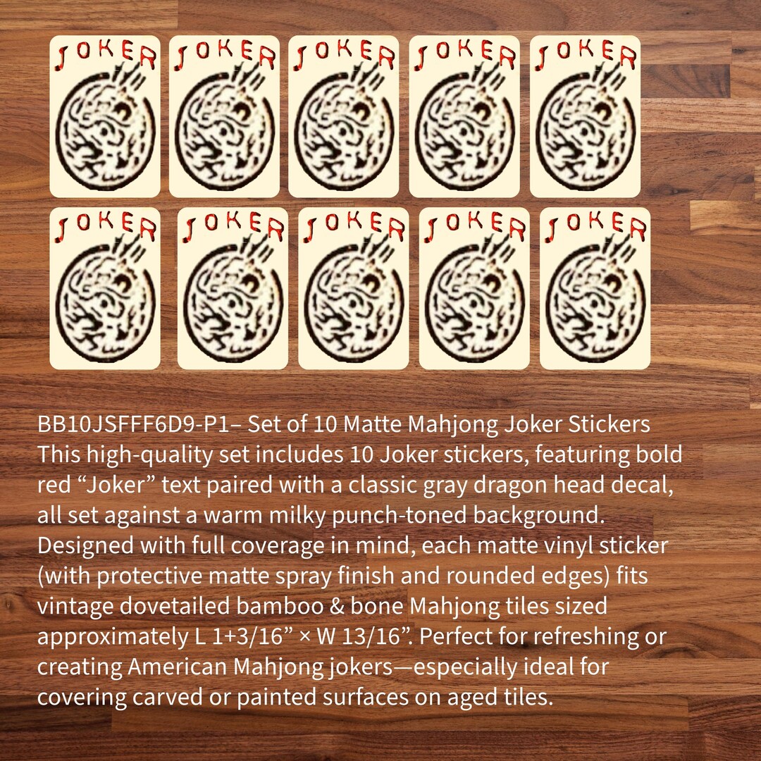 Mahjong Joker & Soap Vinyl Stickers– Dragon Decal Set on Various Cow ...