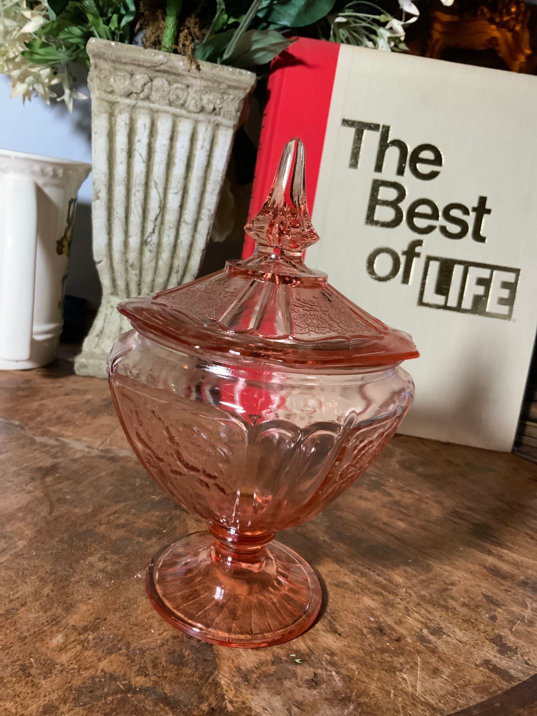 Vintage Pink Anchor Hocking Mayfair Open Rose Candy Dish With Lid 1930 ...