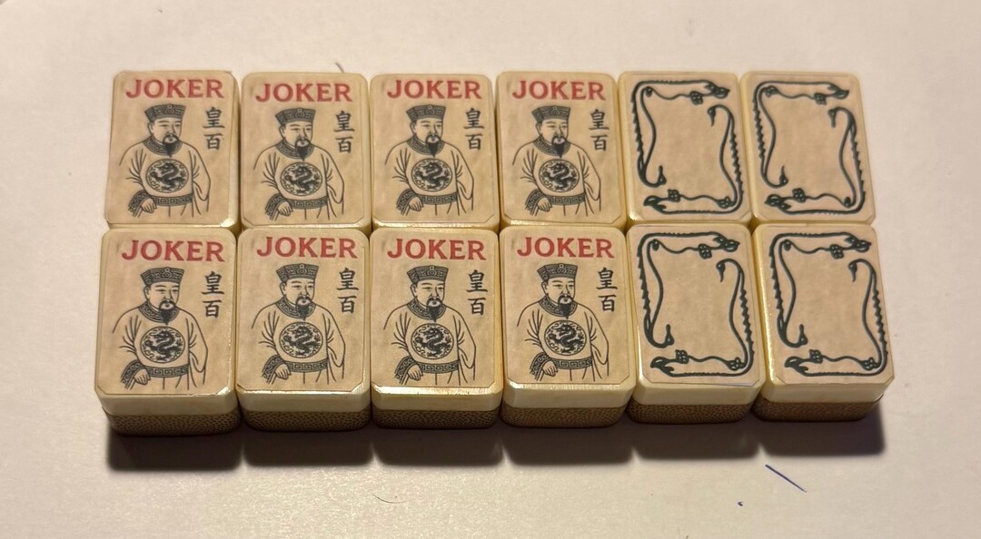 Vintage-style Bamboo- Bone Mahjong Joker & Soap Replacement Tiles — Set ...