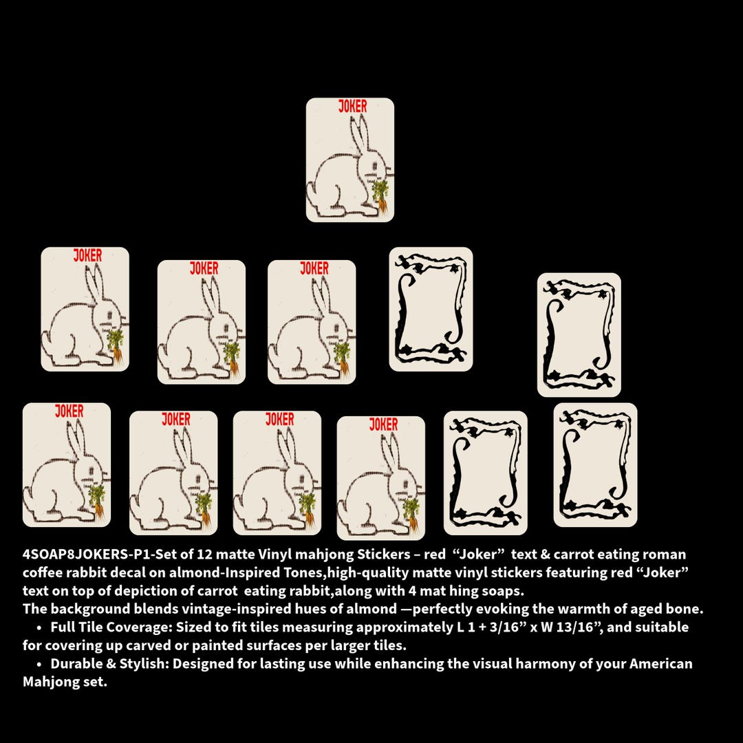Mahjong Stickers – Playful Rabbit Design With Bold Red “joker” Text on ...