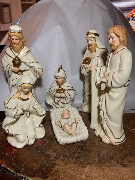 Complete VTG Porcelain Nativity Set Holy Family & the Three | Etsy