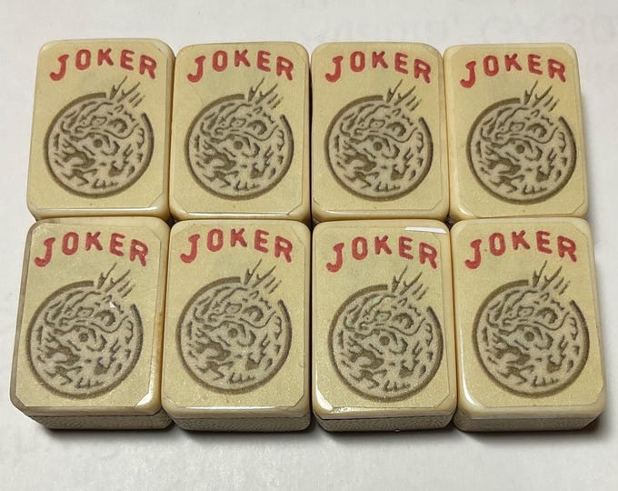 Antique Bamboo & Bone Mahjong Tiles - 8 Joker Stickered Tiles - Etsy