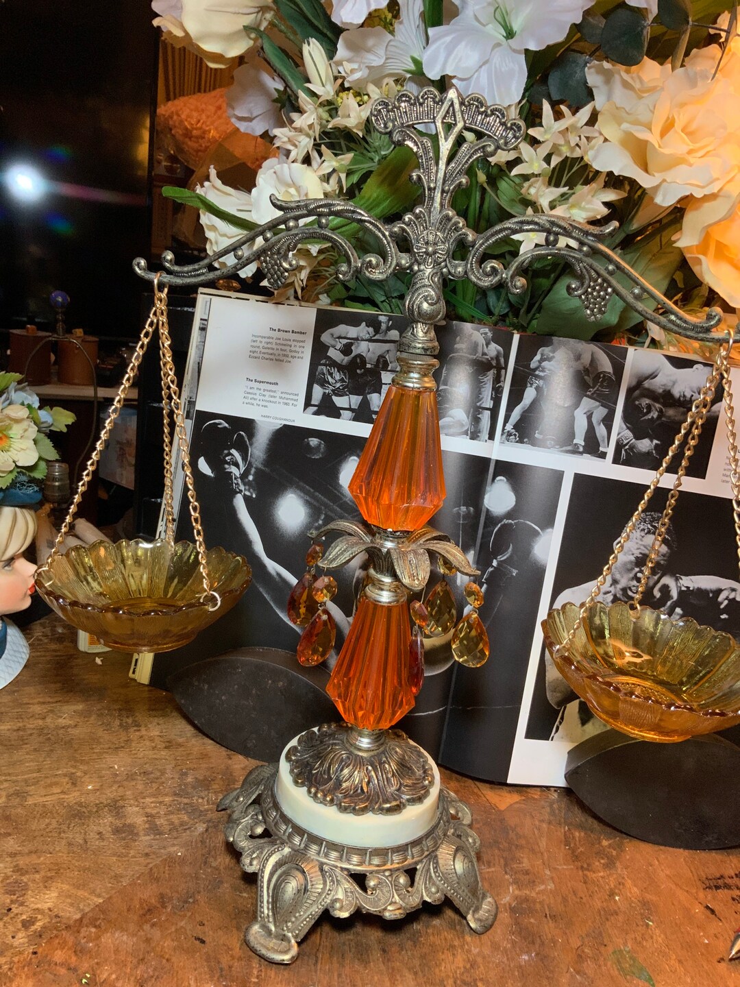 Vintage Rick Bar Sales Scale of Justice Ornate Metal Work Faux Marble ...