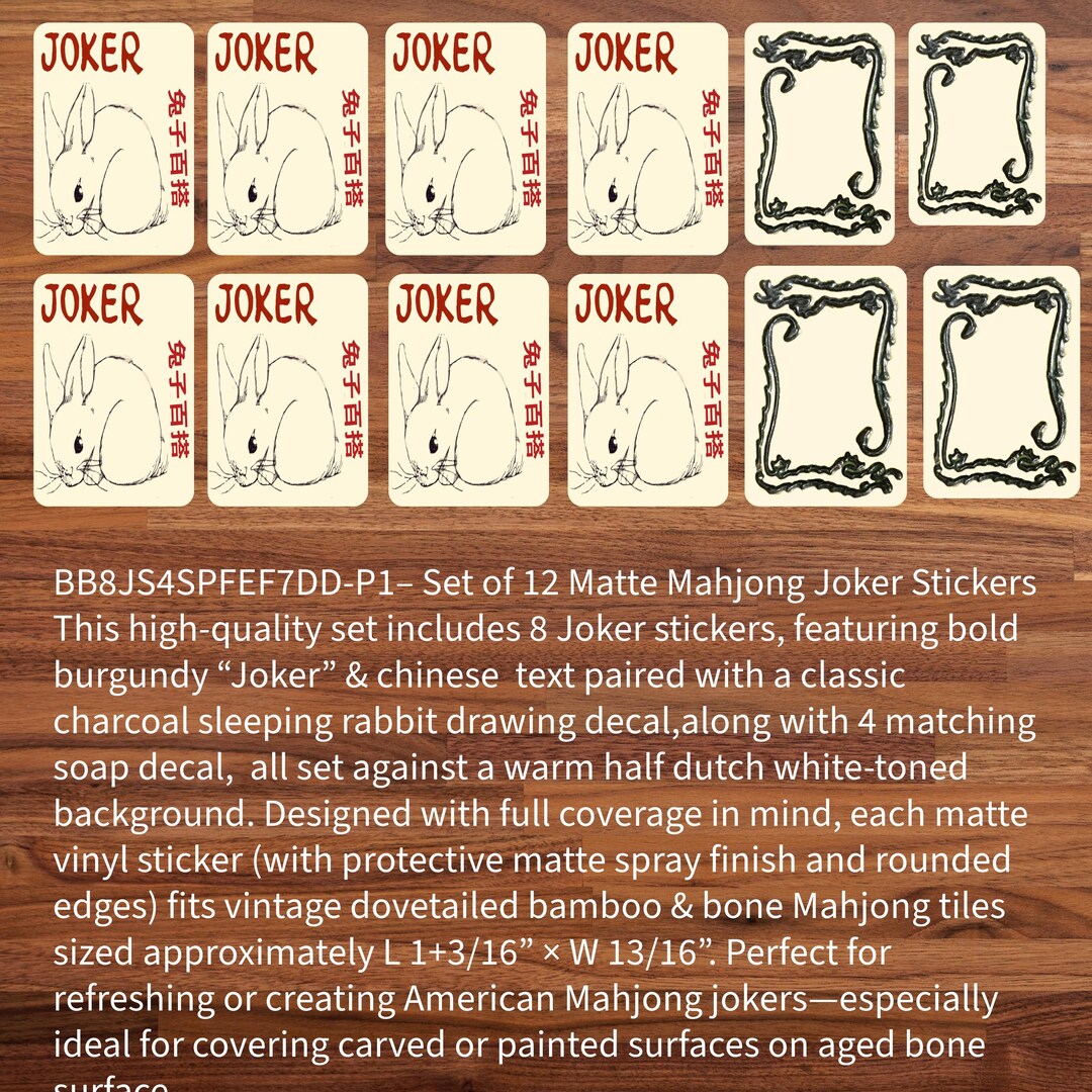 Mahjong Joker Stickers – Various Epic Decal Designs Set on Half Dutch ...