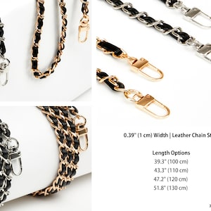 Leather Chain Strap for Purse, Black Purse Chain Strap, Chain Strap ...