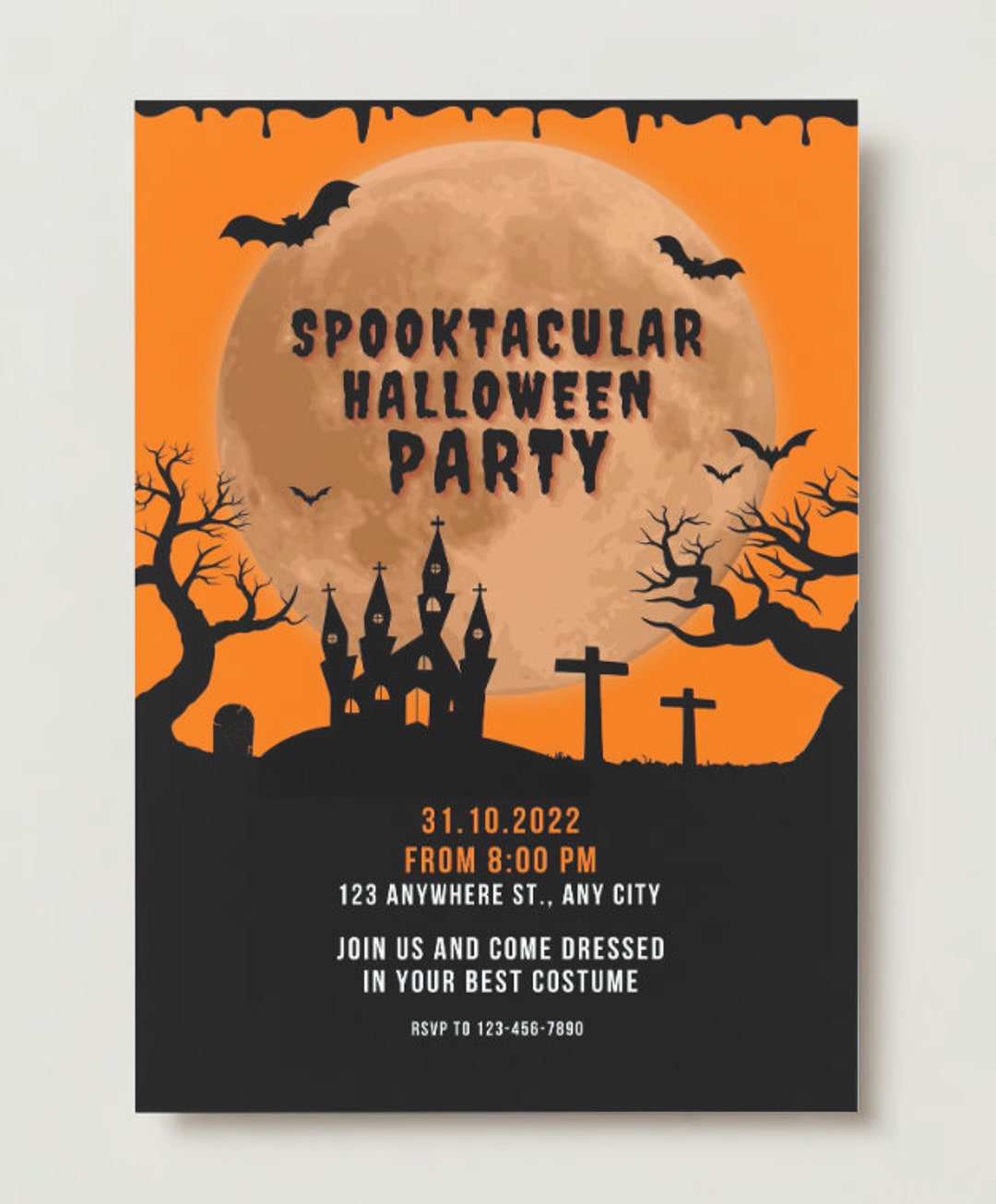 Spooktacular Halloween Party Invitations - Editable Digital Templates ...
