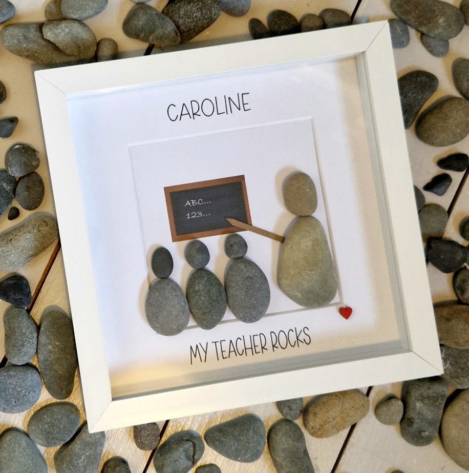 My Teacher Rocks - Pebble Art Frame - Etsy