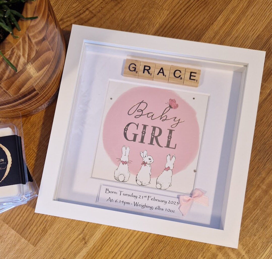 Peter Rabbit Baby Girl Birth Announcement Frame - Etsy