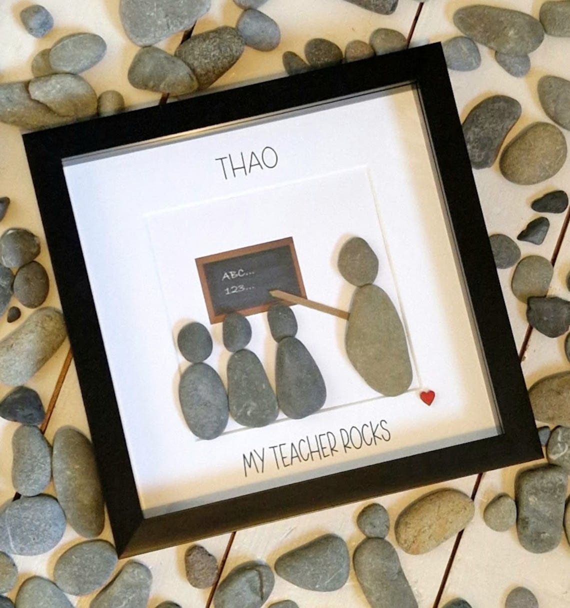 My Teacher Rocks - Pebble Art Frame - Etsy