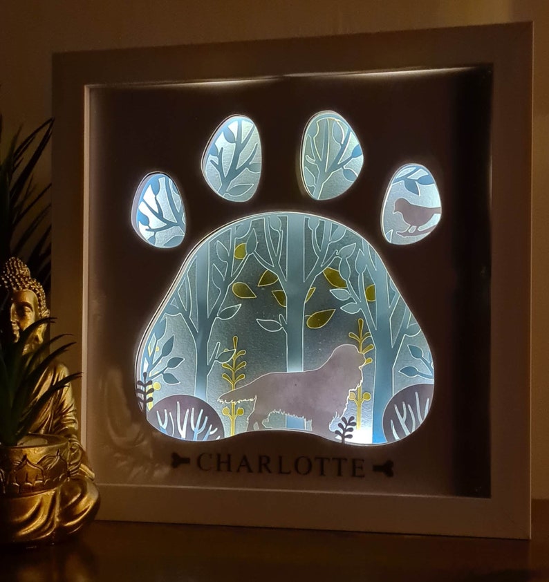 Personalised Dog Paw Frame - Lightbox - Etsy