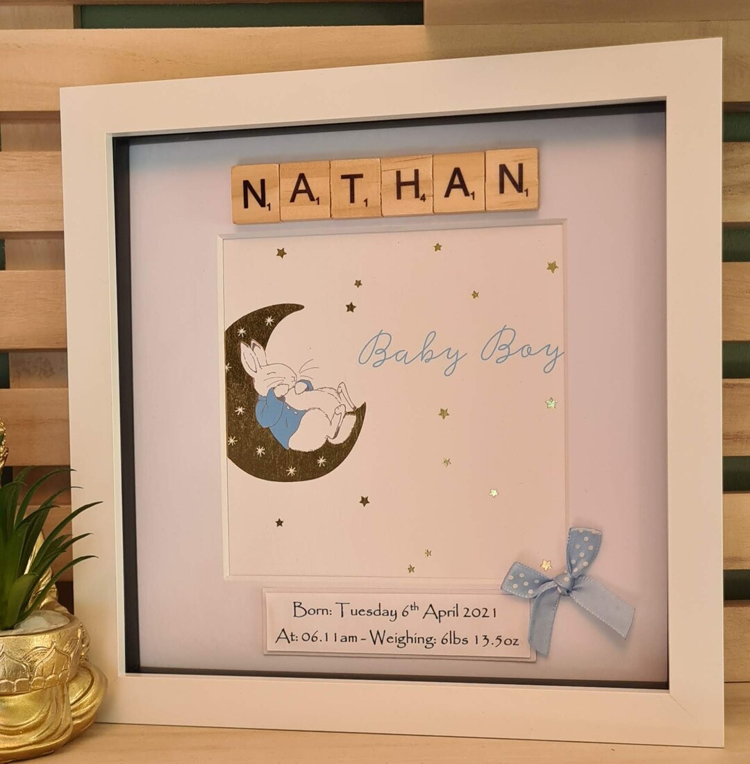 Peter Rabbit Baby Boy Birth Announcement Frame - Etsy