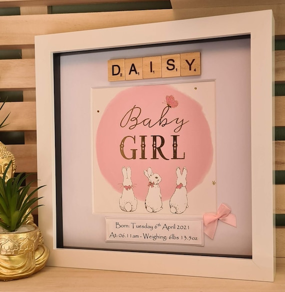 Peter Rabbit Baby Girl Birth Announcement Frame - Etsy