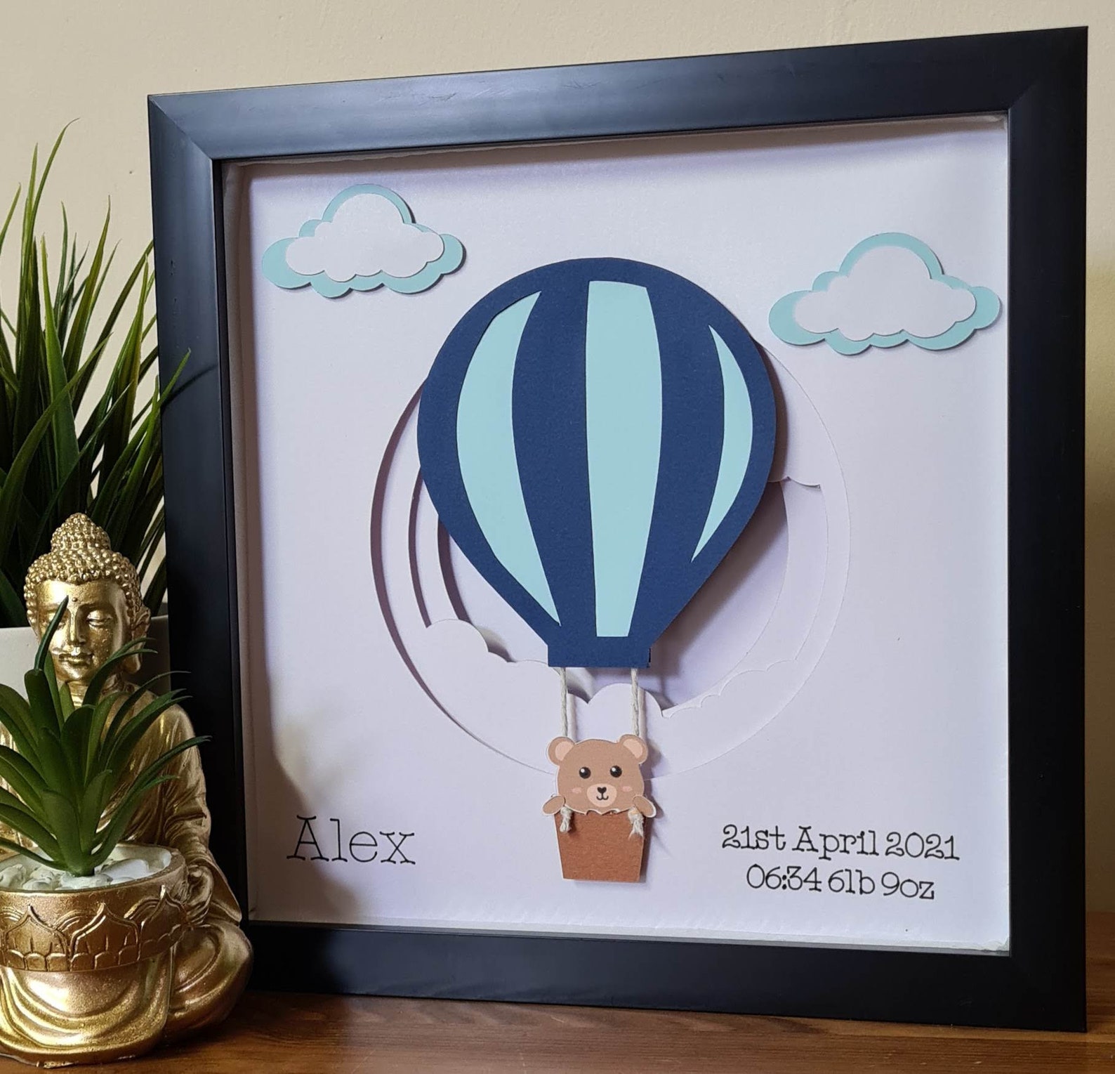 Its A Boy Personalised Hot Air Balloon Shadow Box - Etsy