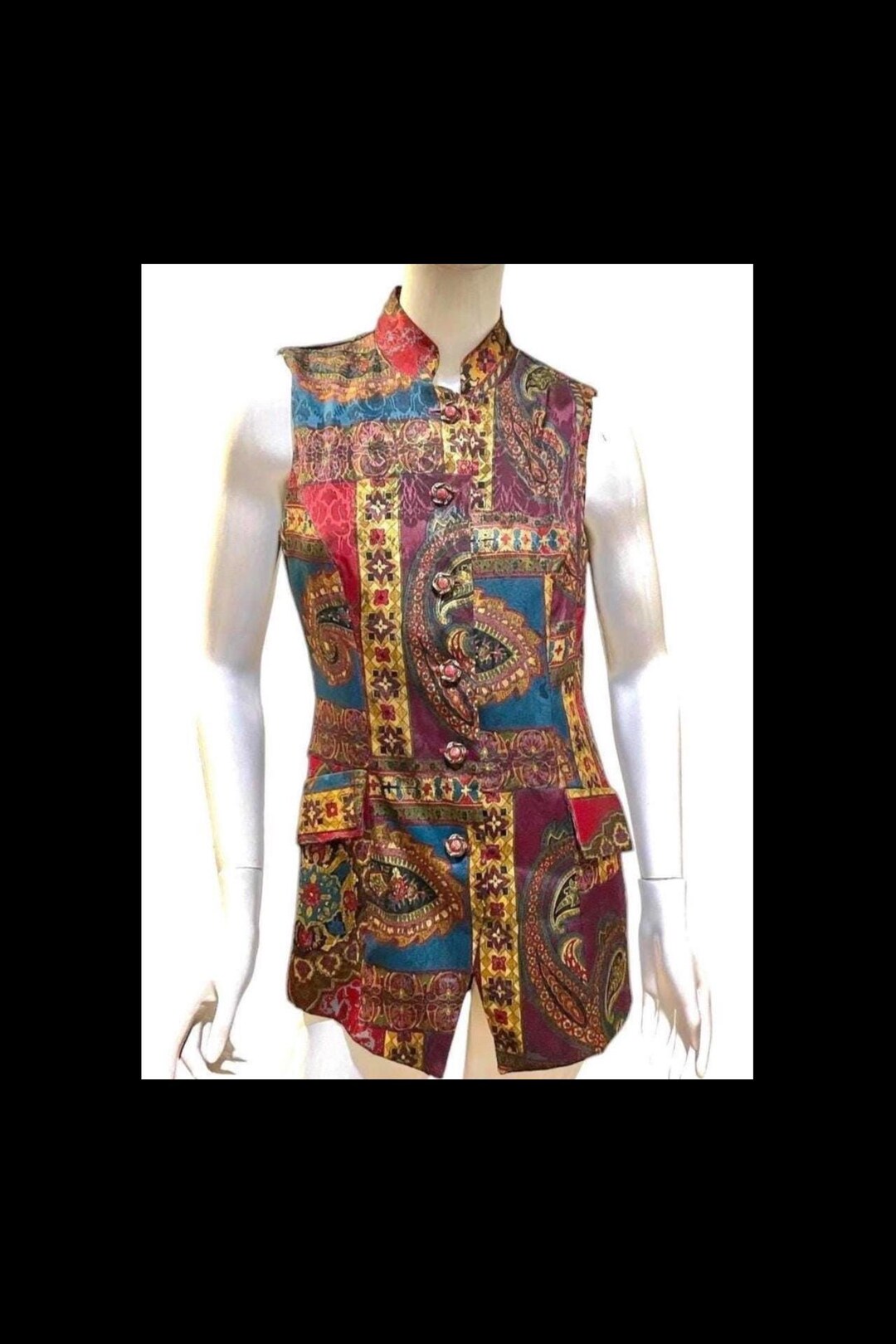 Retro 70s Paisley Vest Medium-hippie Groovy Button Front Vest-boho ...