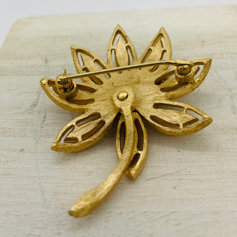 Retro Floral Gold Tone Brooch Pin-midcentury Modern Flower Gold Matte ...