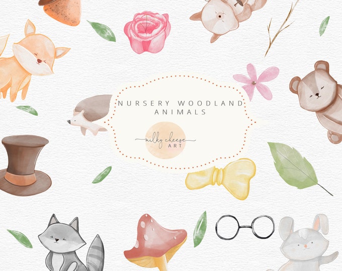 Watercolor Clipart, Woodland Animals Clipart, Forest Animal Clipart ...