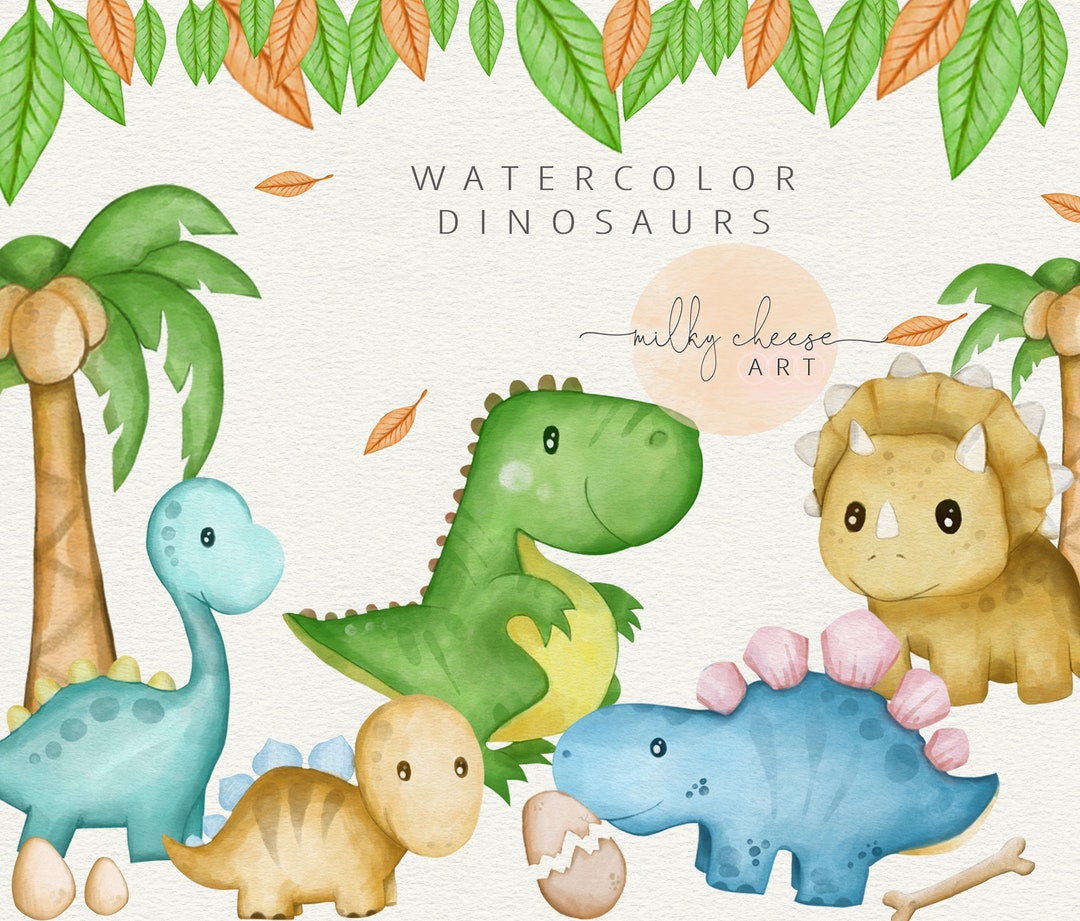 Baby Dinosaurs Watercolor Clipart, Kids Clipart, Baby Boy Clipart ...