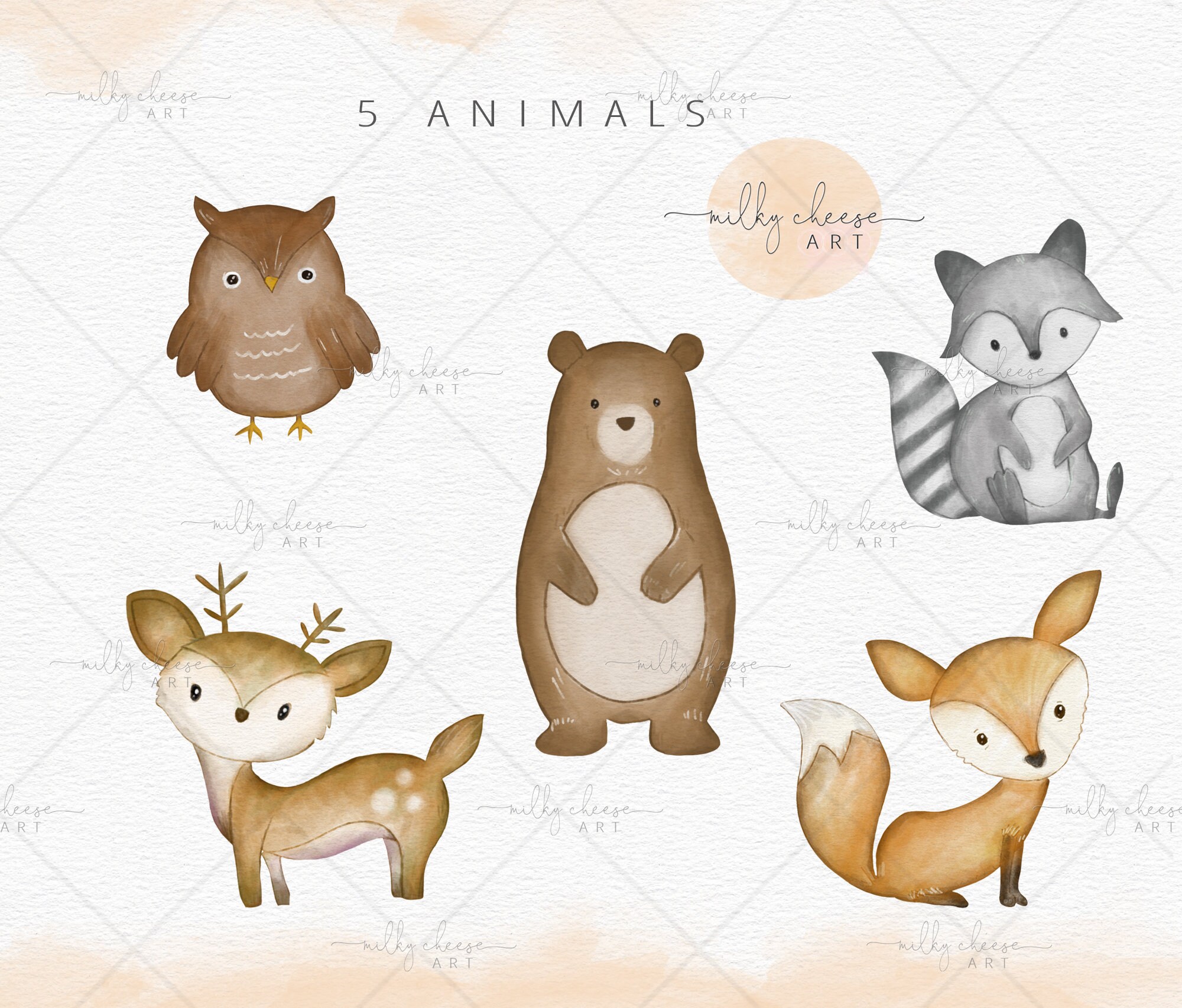 Watercolor Clipart, Woodland Animals Clipart, Forest Animal Clipart ...