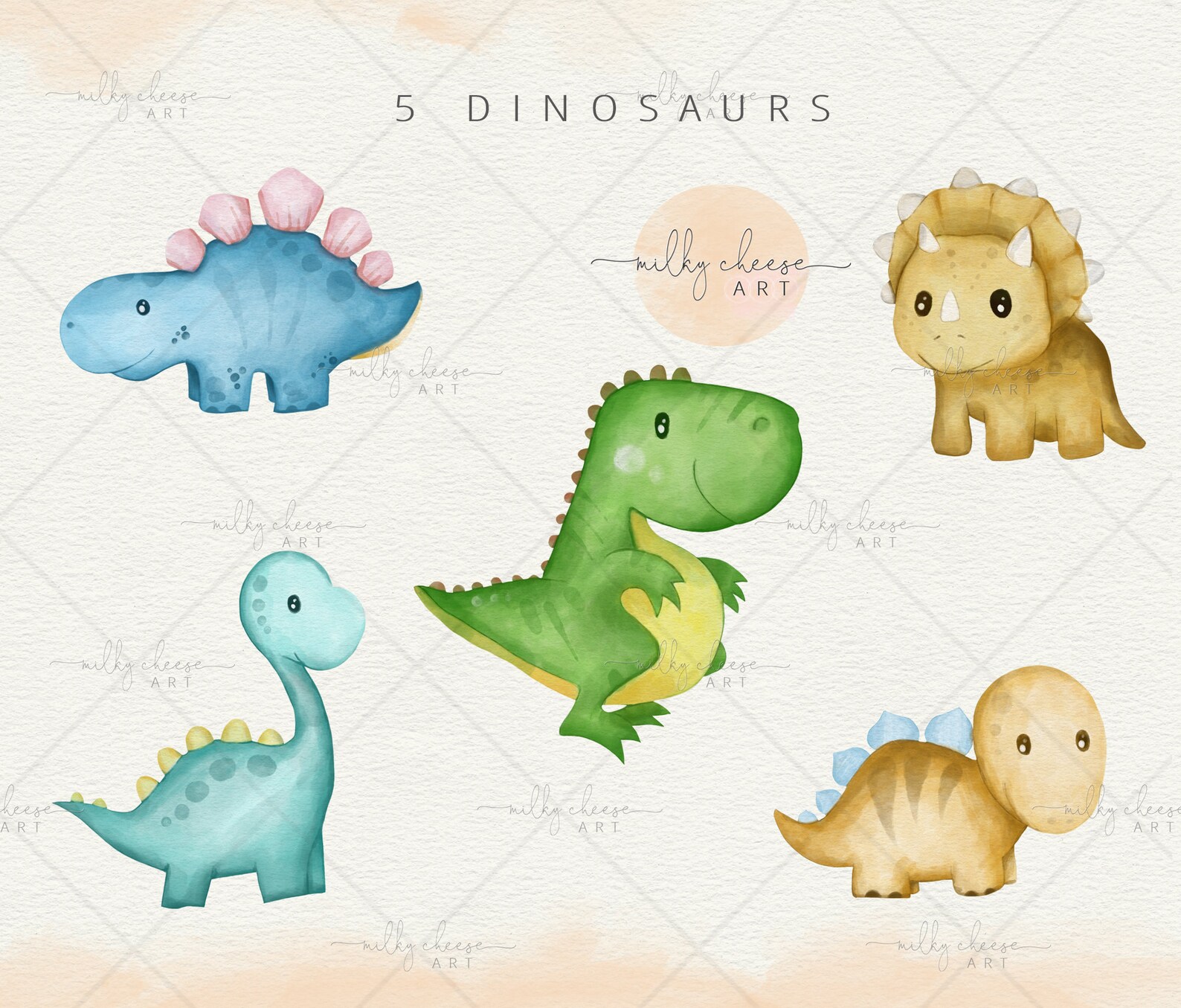 Baby Dinosaurs Watercolor Clipart, Kids Clipart, Baby Boy Clipart ...