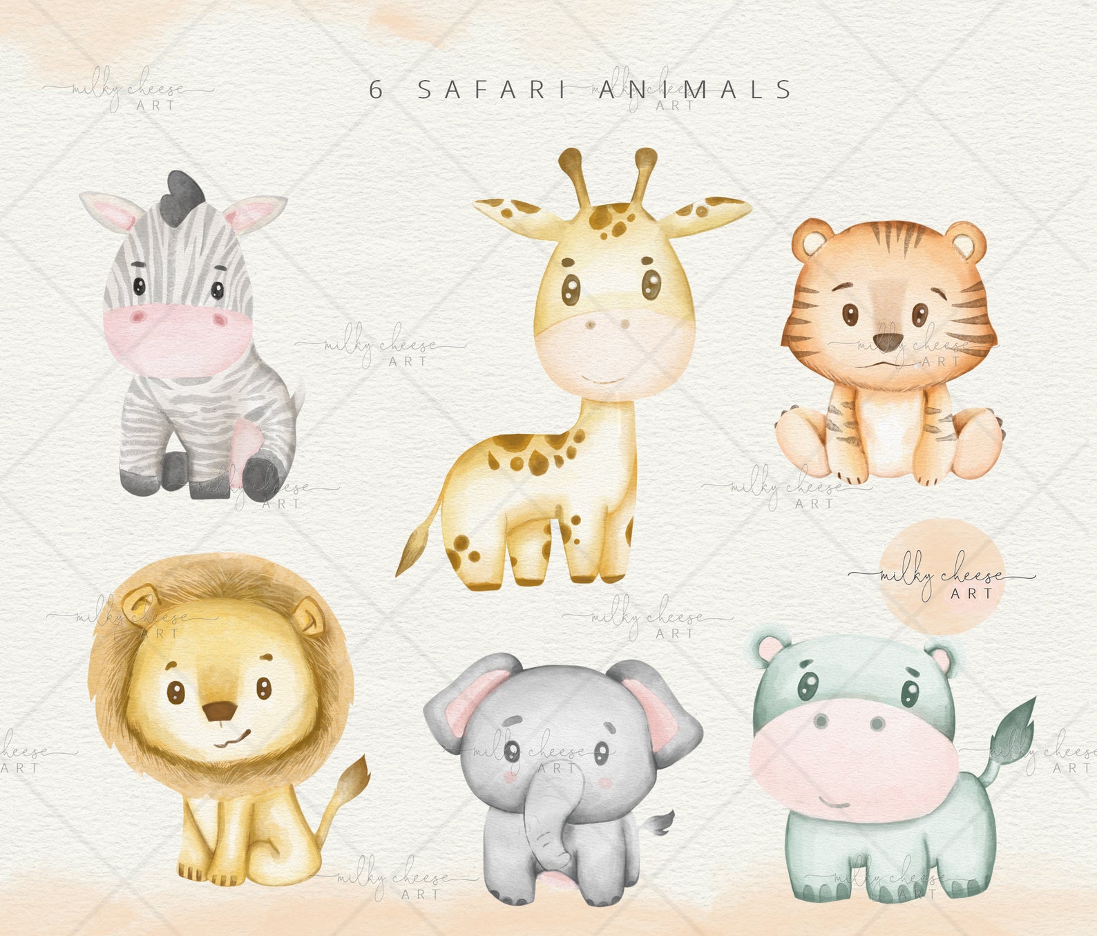 Safari Animals Clipart, Watercolor Jungle Animals Clipart, Nursery ...