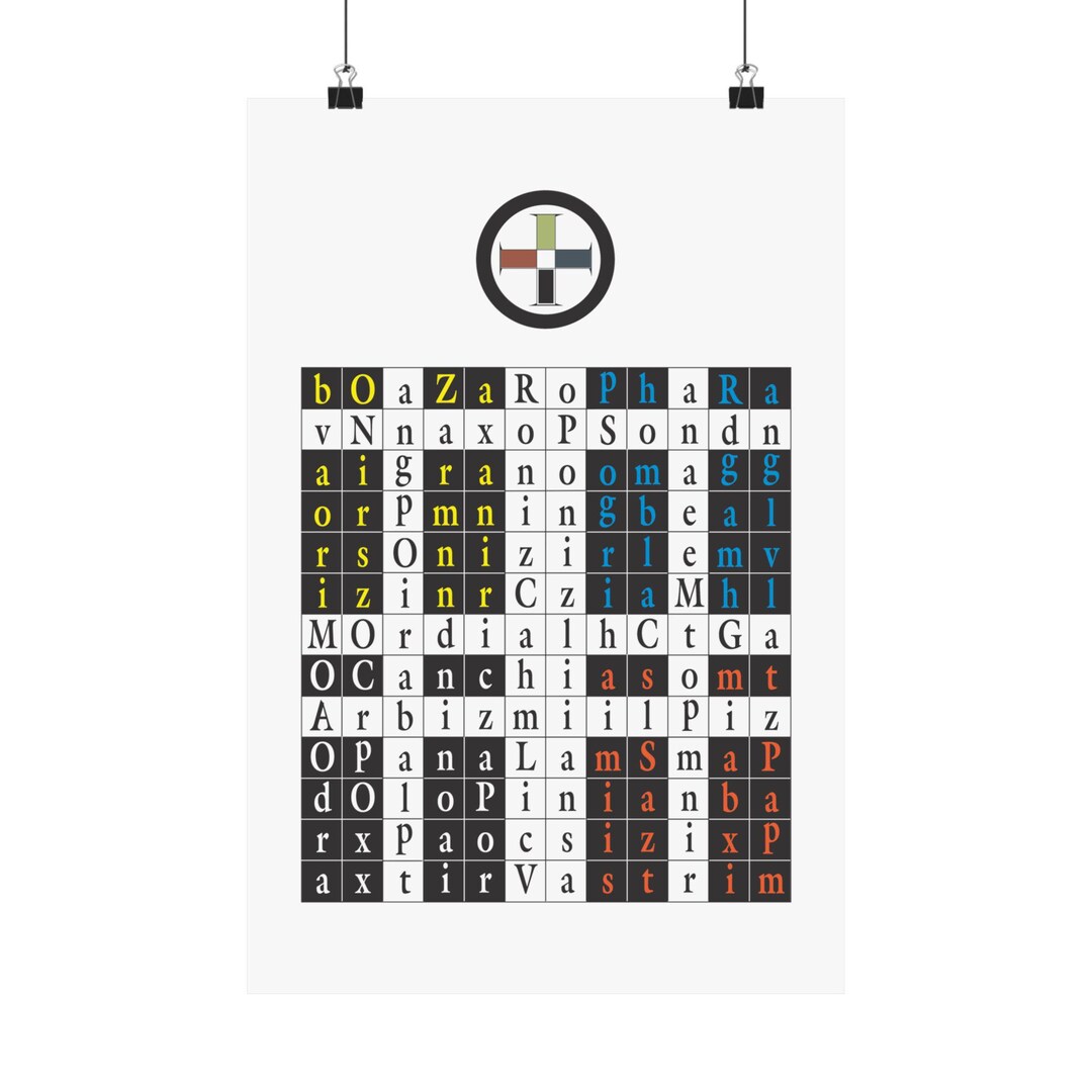 Enochian EARTH Tablet Poster - LATIN Letters, Flashing Crosses (V4) - Etsy