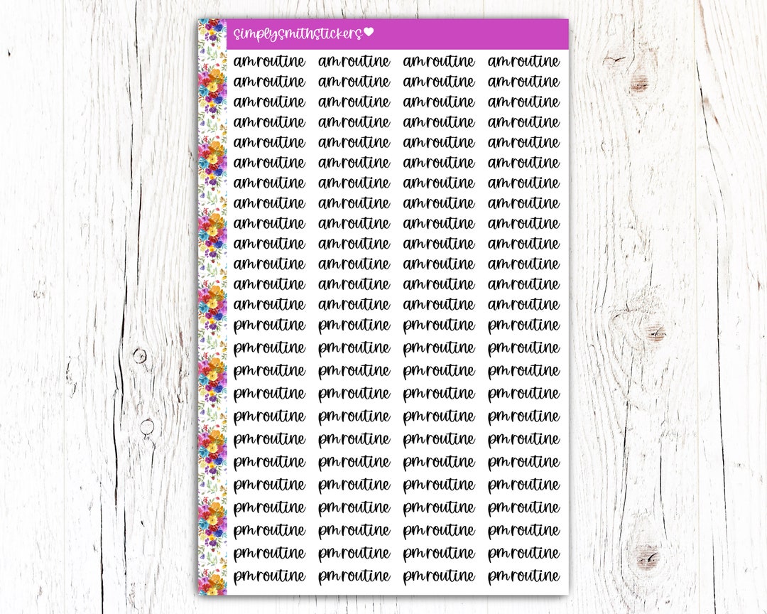 AM PM ROUTINE Script Stickers | Planner Stickers | Functional Stickers ...