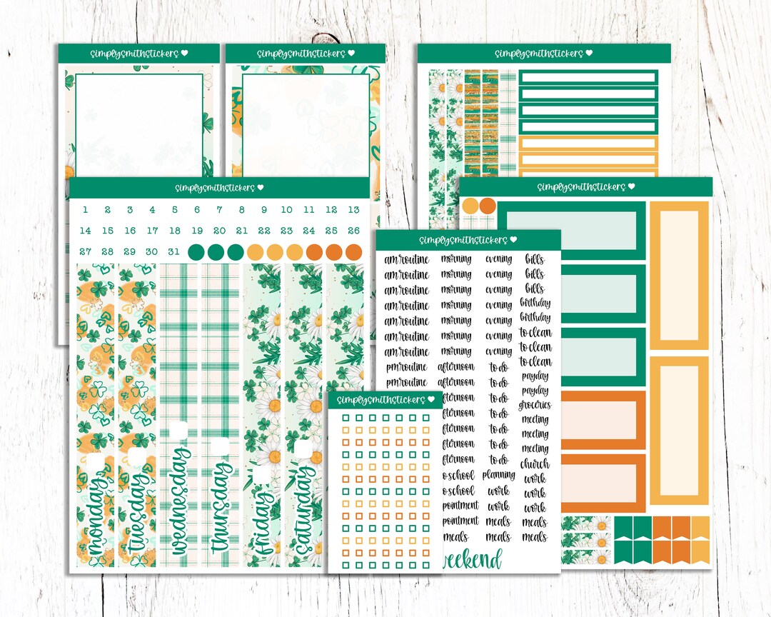 ST PATTY Daily DUO Kit | 7x9 Planner Stickers | Daily Planning Stickers ...