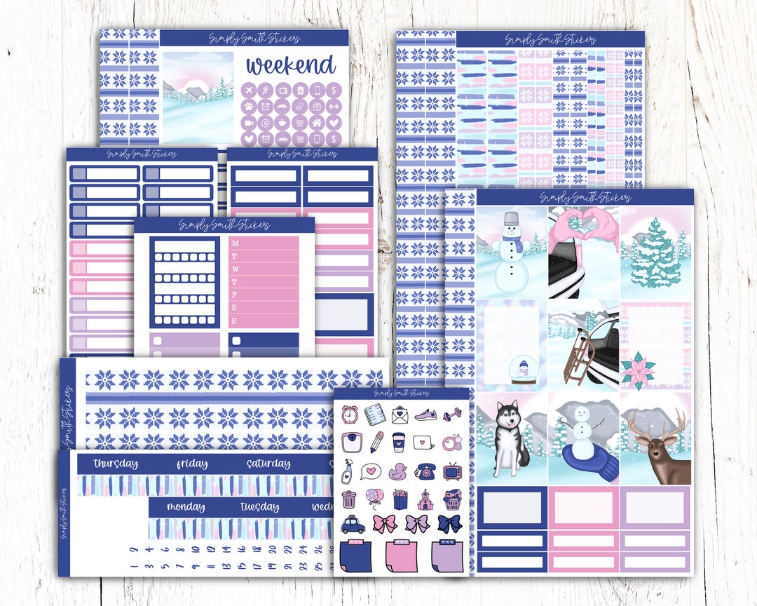 SNOW DAY | Vertical Weekly Planner Sticker Kit | Planner Stickers ...