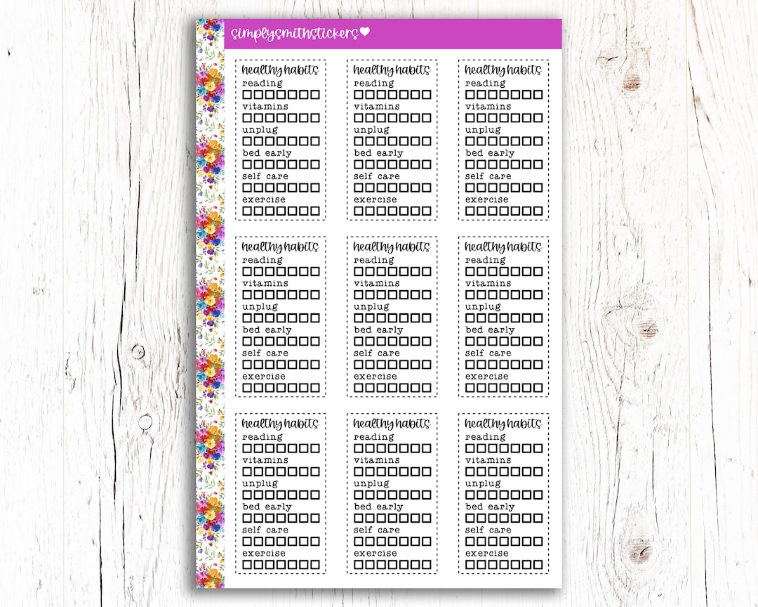 HEALTHY HABITS BOXES - Monochrome | Planner Stickers | Habit Trackers ...