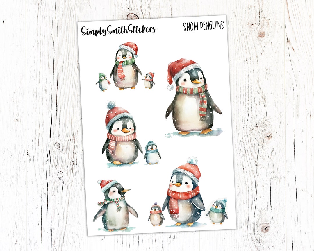 SNOW PENGUINS Clear Frosted Matte Stickers | Deco Stickers | Planner ...