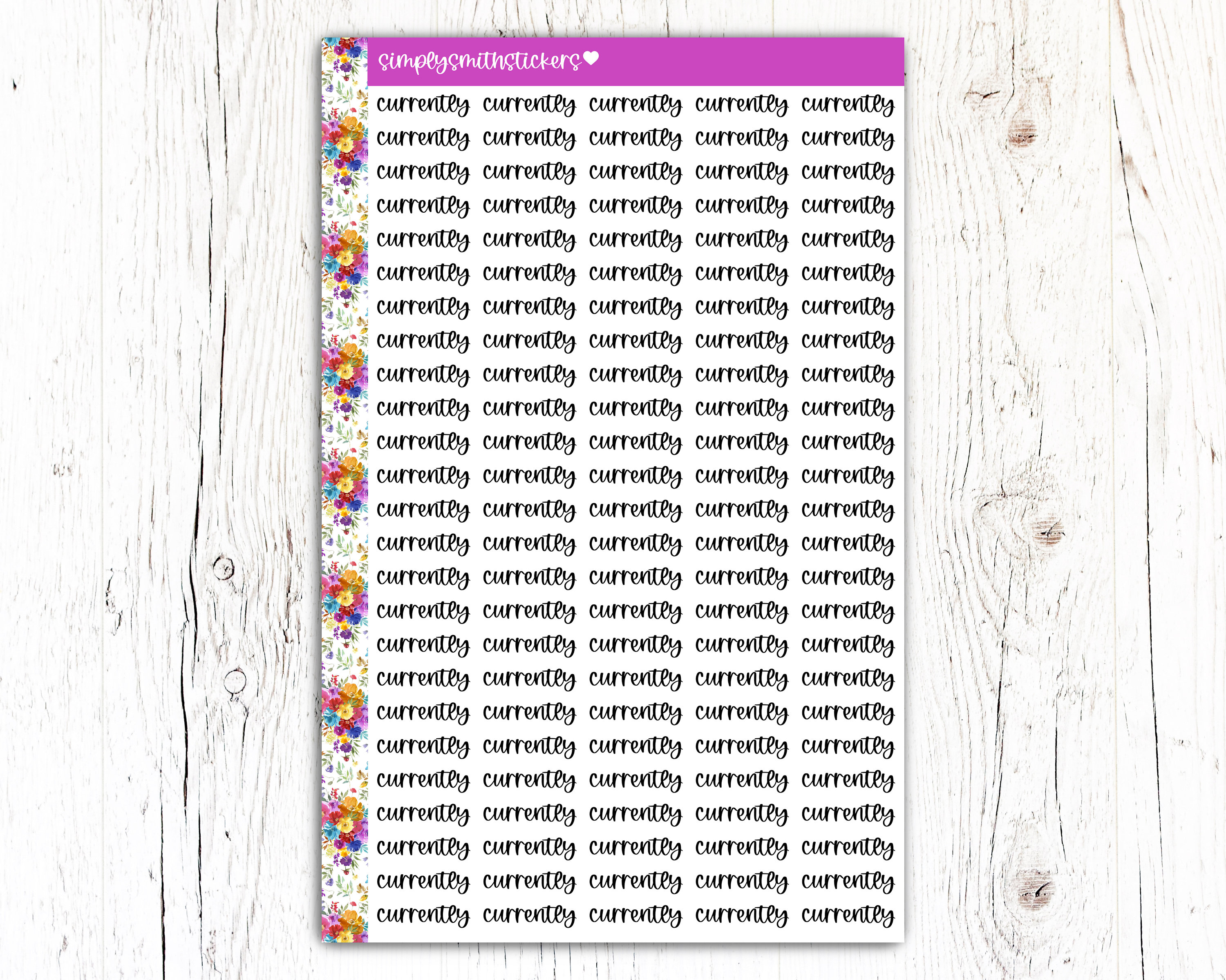 CURRENTLY Script Stickers | Planner Stickers | Reminder Stickers ...