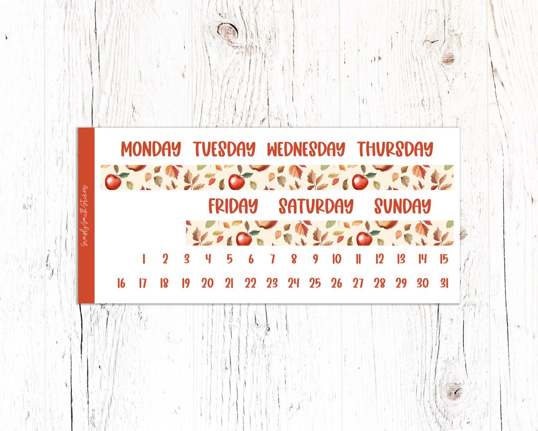 APPLE COTTAGE Script Style Date Headers | Planner Stickers | Functional ...