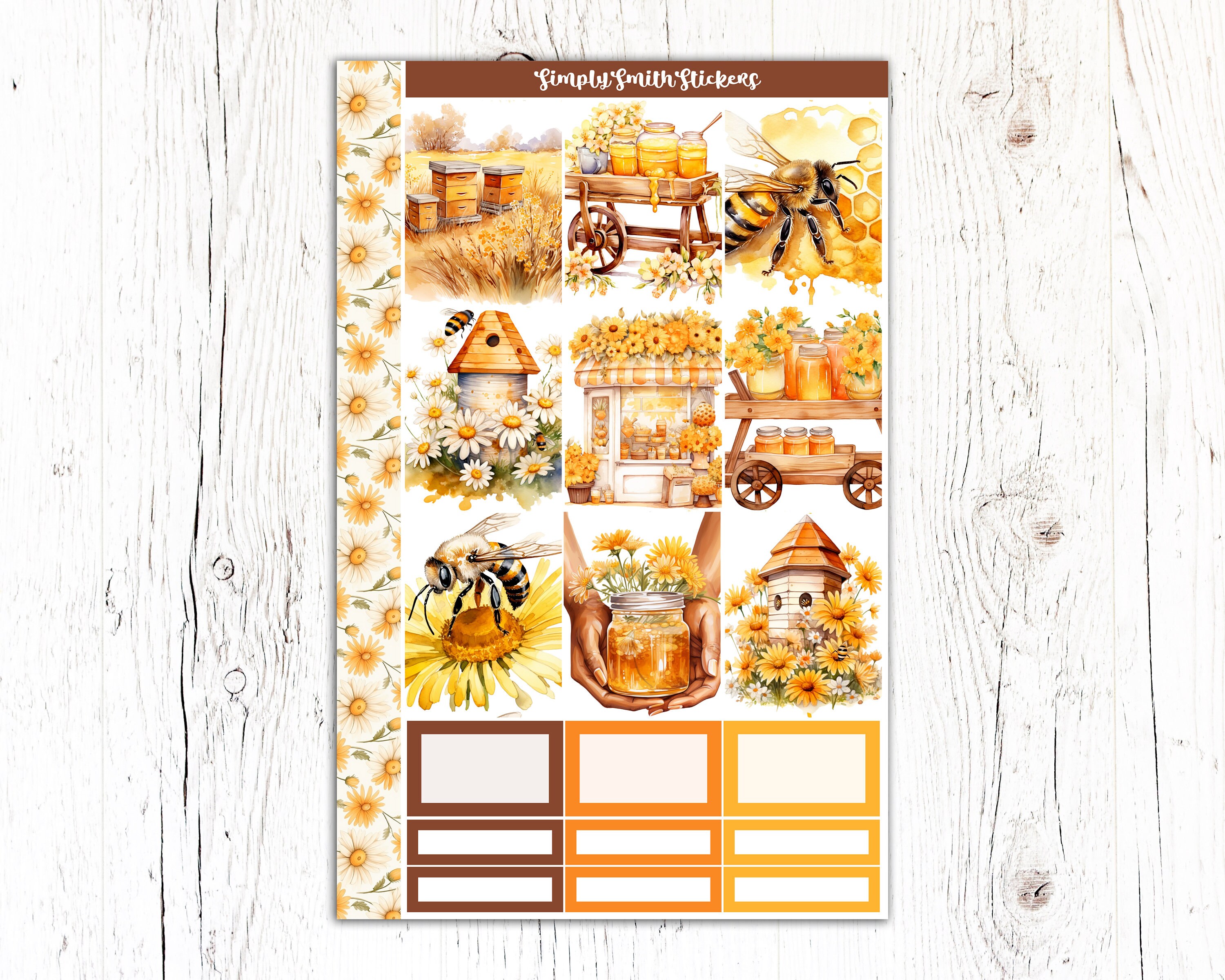 HONEY BEE | Vertical Weekly Planner Sticker Kit | Planner Stickers - Etsy